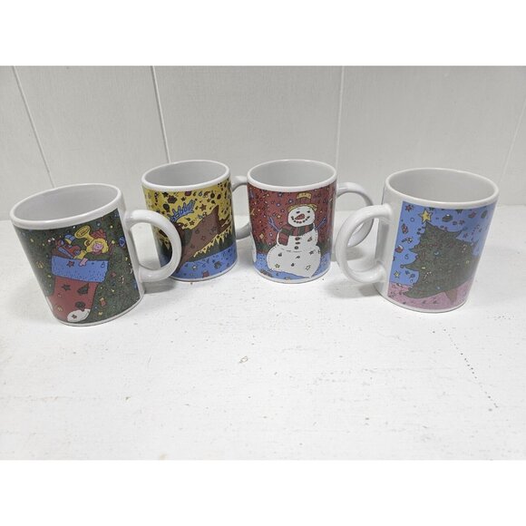 Venture Stores | Dining | Set Of 4 Vtg Christmas Mugs Venture Stores ...